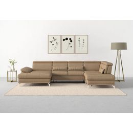 Sit & More Wohnlandschaft SIT & MORE, B:359cm H:87cm T:230cm, braun, Sofas, "Cabrio U-Form, B: 359 cm, mit Sitztiefen-, Arm- & Kopfteilverstellung", 3