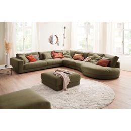 Ecksofa 3C CANDY, B:225cm H:86cm T:395cm, gr&uuml;n, 100% Polyester, Wohnzimmer, Sofas, "Enisa II, bequem und komfortabel, Mega Familiensofa, L-Form",