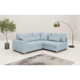 Ecksofa MR. COUCH, B:227cm H:68cm T:190cm, blau, Stripes (92% Polyester / 8% Nylon), Wohnzimmer, Sofas, "Hilla L-Form, bis 140 kg belastbar", mit