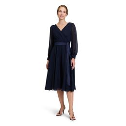 Vera Mont Damen Cocktailkleid "Damen Cocktailkleid mit Gürtel", blau, Gr. 42, Chiffon, Obermaterial: 100% Polyester. Futter: 100% Polyester.,