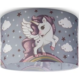 Paco Home Deckenleuchte "Hugo Cosmo 213", &Oslash; 45,5cm H: 29,5cm, wei&szlig;, Kinderzimmer, Leuchten, Kinderlampe LED Kinderzimmer Lampe Mit Einhorn, E27