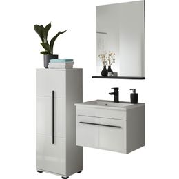Badm&ouml;bel-Set Inosign, wei&szlig;, Kastenm&ouml;bel-Sets, "Cantara, Bad im modernen Design, 3-teiliges Badezimmer", Waschtisch, Schrank und Spiegel, in Wei&szlig;