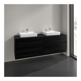 Villeroy & Boch Villeroy und Boch Collaro Waschtischunterschrank C021B0AB 160x54,8x50cm, f&uuml;r 2 Waschtische, mit LED-Beleuchtung, black oak