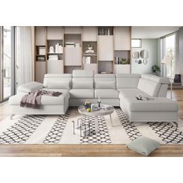 Sit & More Wohnlandschaft SIT & MORE, B:359cm H:87cm T:230cm, grau, 100% Polyester, Sofas, "Cabrio U-Form, B: 359 cm, mit Sitztiefen-, Arm- &