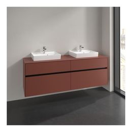 Villeroy & Boch Villeroy und Boch Collaro Waschtischunterschrank C021B0AH 160x54,8x50cm, f&uuml;r 2 Waschtische, mit LED-Beleuchtung, wine red