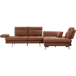 Ecksofa Calia italia, B:288cm H:90cm T:232cm, braun, Leder BULL (100% Leder), Wohnzimmer, Sofas, "Toby Wing, Komfortsofa mit Sitzkomfort der
