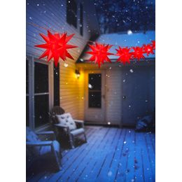 IC WINTERWORLD LED-Lichterkette "Weihnachtsdeko aussen", Dioden 10 Stk. Flammen 10 Stk., Kabellänge 1m x Gesamtlänge 4,15m, rot, Lichterketten,