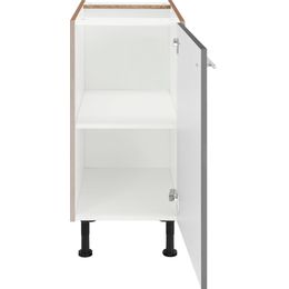 Unterschrank Optifit, B:30cm H:87cm T:58,4cm, grau, K&uuml;che, Schr&auml;nke, "Bern", 30 cm breit, mit 1 T&uuml;r mit h&ouml;henverstellbaren F&uuml;&szlig;en, mit Metallgriff