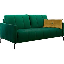 3-Sitzer Home Affaire, B:205cm H:85cm T:85cm, grün, 100% Polyester, Sofas, "Xeen", mit feiner Steppung und Keder