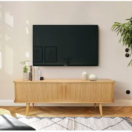 TV-Board WOODMAN, B:138cm H:49,5cm T:40cm, beige, FSC-zertifizierter Holzwerkstoff, Sideboards, "Rove", besonderes Design, in zwei Breiten, mit