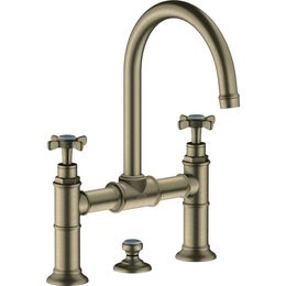 Hansgrohe Axor Montreux 2-Griff-Waschtisch-Br&uuml;cken-Armatur 16510820 Ausladung 175mm, Zugstangen-Ablaufgarnitur, brushed nickel