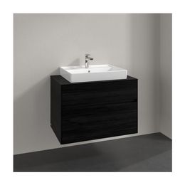 Villeroy & Boch Villeroy und Boch Collaro Waschtischunterschrank C080B0AB 80x54,8x50cm, Waschtisch mittig, LED-Beleuchtung 5,7 W, black oak
