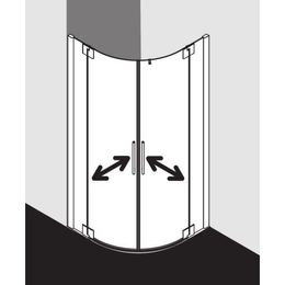 Kermi Pasa XP Viertelkreis-Pendelt&uuml;r PXP50100181AK 100x100x185cm, Radius 50cm, silber mattglanz, ESG klar