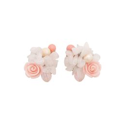 Damen Paar Ohrclips "Blossom Beat", rosa, Collezione Alessandro, Glas, Ohrringe