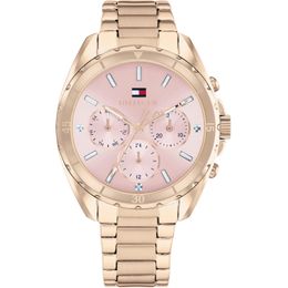 Tommy Hilfiger Damen Multifunktionsuhr "MELLIE", gold, Armbanduhren, Quarzuhr, Armbanduhr, Damenuhr, Edelstahlarmband, analog, Glassteine