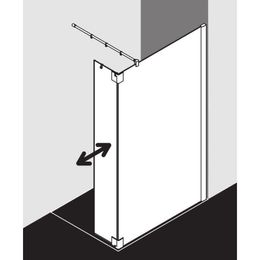 Kermi Pasa XP Seitenwand mit beweglichem Fl&uuml;gel PXT1R090201AK 90x200cm, silber mattglanz, ESG klar, rechts, auf Duschwanne