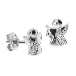 OSTSEE-SCHMUCK Damen Paar Ohrstecker "OSTSEE-SCHMUCK Ohrstecker kleiner Engel Ohrstecker kleiner Engel", 8 x 7mm, Silber 925 (Sterlingsilber), wei&szlig;,
