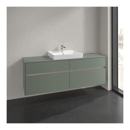 Villeroy & Boch Villeroy und Boch Collaro Waschtischunterschrank C025B0AF 160x54,8x50cm, Waschtisch mittig, LED-Beleuchtung 12W, soft green