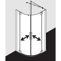 Kermi Pasa XP Viertelkreis-Pendelt&uuml;r PXP5509018VAK 90x90x185cm, Radius 52/55cm, silber hochglanz, ESG klar