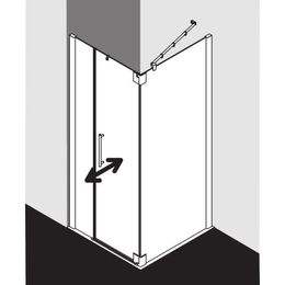 Kermi Pasa XP Pendelt&uuml;r 1-fl. u Festfeld f&uuml;r Seitenwand PX1FL080181UK 80x185cm, silber mattglanz, ESG SR Opaco, links, auf Duschwanne