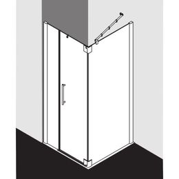 Kermi Pasa XP Pendelt&uuml;r 1-fl. u Festfeld f&uuml;r Seitenwand PX1FL10020VPK 100x200cm, silber hochglanz, ESG klar Clean, links, auf Duschwanne