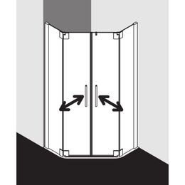Kermi Pasa XP F&uuml;nfeck-Duschkabine Pendelt&uuml;r PXF40090201UK 90x90x200cm, silber mattglanz, ESG SR Opaco