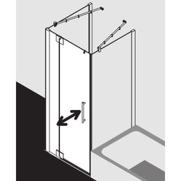 Kermi Pasa XP Pendelt&uuml;r 1-fl. m Festfeld f&uuml;r Seitenwand PX1WL12018VUK 120x185cm, silber hochglanz, ESG SR Opaco, links, auf Duschwanne