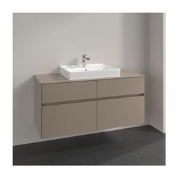 Villeroy & Boch Villeroy und Boch Collaro Waschtischunterschrank C088B0VM 140x54,8x50cm, Waschtisch mittig, LED-Beleuchtung 10,4 W, taupe