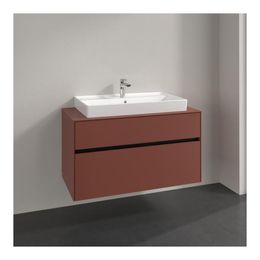 Villeroy & Boch Villeroy und Boch Collaro Waschtischunterschrank C020B0AH 100x54,8x50cm, Waschtisch mittig, LED-Beleuchtung 7,3 W, wine red