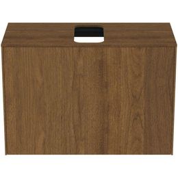 Ideal Standard Conca Waschtisch-Unterschrank T3935Y5 mit Ausschnitt, 1 Auszug, 80x37x55 cm, mittig, Walnuss dunkel Furnier