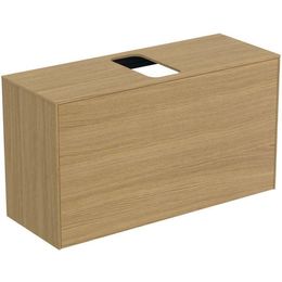 Ideal Standard Conca Waschtisch-Unterschrank T3936Y6 mit Ausschnitt, 1 Auszug, 100x37x55 cm, mittig, Eiche hell Furnier