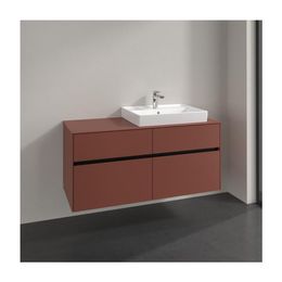 Villeroy & Boch Villeroy und Boch Collaro Waschtischunterschrank C083B0AH 120x54,8x50cm, Waschtisch rechts, LED-Beleuchtung 8,8 W, wine red