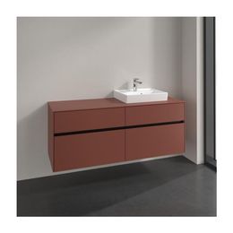 Villeroy & Boch Villeroy und Boch Collaro Waschtischunterschrank C075B0AH 140x54,8x50cm, Waschtisch rechts, LED-Beleuchtung 10,4W, wine red