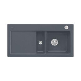 Villeroy & Boch Villeroy und Boch Subway Fl&auml;chenb&uuml;ndige Sp&uuml;le 67122Fi4 Becken rechts, mit Ablaufgarnitur und Excenterbet&auml;tigung, Graphit