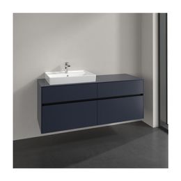Villeroy & Boch Villeroy und Boch Collaro Waschtischunterschrank C085B0VQ 140x54,8x50cm, Waschtisch links, LED-Beleuchtung 10,4W, marine blue