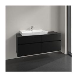 Villeroy & Boch Villeroy und Boch Collaro Waschtischunterschrank C089B0VL 140x54,8x50cm, Waschtisch links, LED-Beleuchtung 10,4W, volcano black