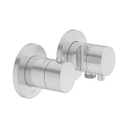 KEUCO Plan Blue Brausethermostat 53953171221 Aluminium-finish, 2 Verbraucher, mit Wandanschlussbogen und Brausehalter