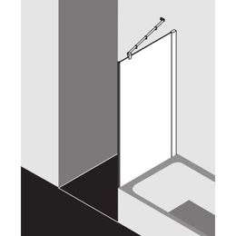 Kermi Pasa XP Seitenwand verk&uuml;rzt neben Badewanne PXTVD08016VUK 80x160cm, silber hochglanz, ESG SR Opaco