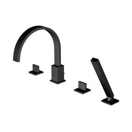Steinberg Serie 135 Wannen-4-Loch-Armatur 1352402S Ausladung 210 mm, Matt Black, schwenkbarer Schwallauslauf
