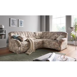 Ecksofa DOMO collection, B:256cm H:91cm T:200cm, braun, Luxus-Microfaser (100% Polyester), mit Muster;Struktur (100% Polyester), Wohnzimmer, Sofas,