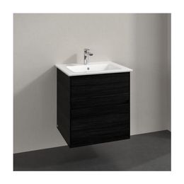 Villeroy & Boch Villeroy und Boch Collaro Waschtischunterschrank C142B0AB 56,1x61x48cm, Waschbecken mittig, LED-Beleuchtung 3,9W, black oak