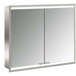 Emco prime Unterputz-Lichtspiegelschrank 949706334 800x730mm, 2-t&uuml;rig, aluminium/weiss