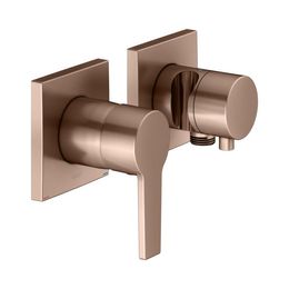 KEUCO Edition 11 Einhebelmischer Set 51151291222 f&uuml;r 2 Verbraucher, mit Schlauchanschluss und Brausehalter, Rotgold geb&uuml;rstet