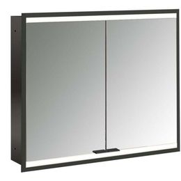 Emco prime Unterputz-Lichtspiegelschrank 949713534 800x730mm, 2-t&uuml;rig, schwarz/spiegel