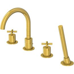 Steinberg Serie 250 Wannen-4-Loch-Armatur 2502400BG Ausladung 192mm, mit Umsteller, ausziehbarer Handbrause, Brushed Gold