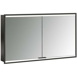 Emco prime Unterputz-Lichtspiegelschrank 949713556 1200x730mm, 2-t&uuml;rig, schwarz/spiegel