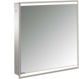 Emco prime Unterputz-Lichtspiegelschrank 949706332 600x730mm, 1 T&uuml;r, Anschlag rechts, aluminium/weiss