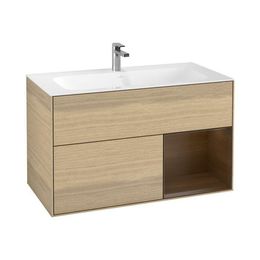 Villeroy & Boch Villeroy und Boch Finion Waschtischunterschrank F040GNPC 99,6x59,1x49,8cm, Regal rechts Walnut veneer, Oak Veneer