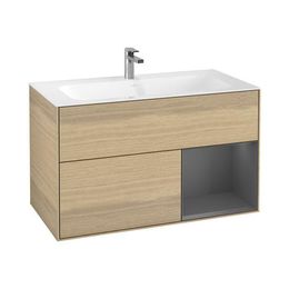 Villeroy & Boch Villeroy und Boch Finion Waschtischunterschrank F040GKPC 99,6x59,1x49,8cm, Regal rechts Anthracite matt, Oak Veneer