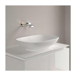 Villeroy & Boch Villeroy und Boch Loop & friends Aufsatz-Waschtisch 4A4900RW 56x38cm, ohne Hahnlochbank, mit &Uuml;berlauf, Stone White CeramicPlus